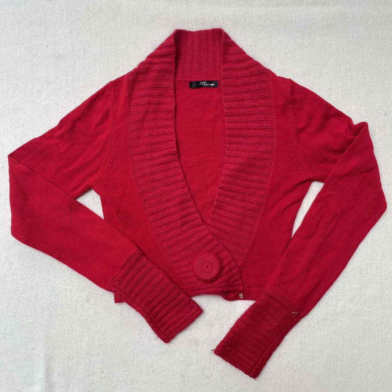 Vintage Jane norman red cropped cardigan. Y2k style.... - Depop