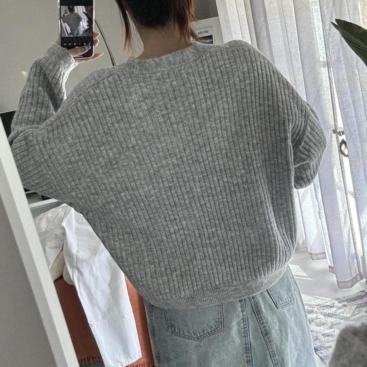 Mango Grey Ribbed knit cardigan Brand new with tag.... - Depop