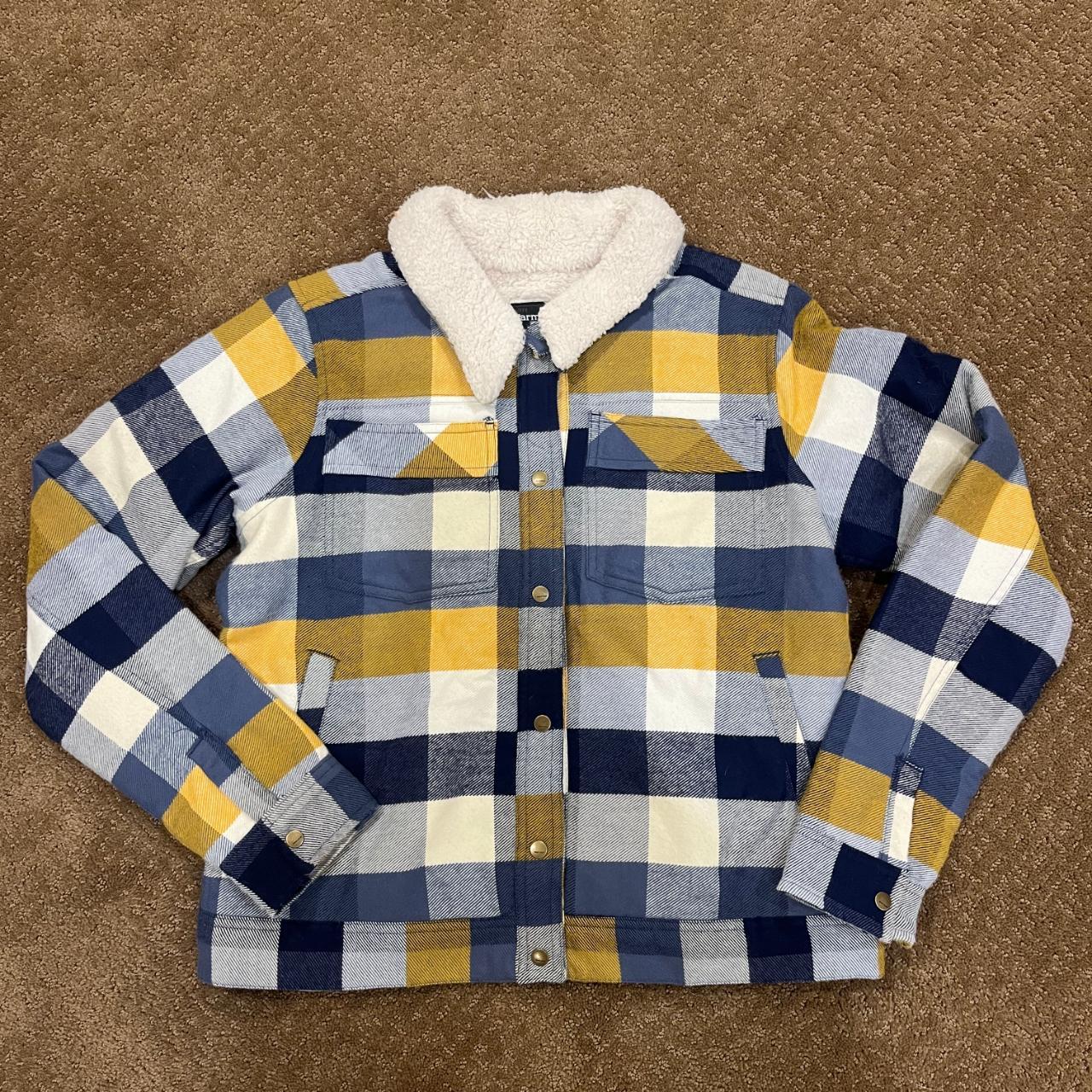 Marmot Ridgefield Sherpa Lined Blue Plaid Jacket... - Depop
