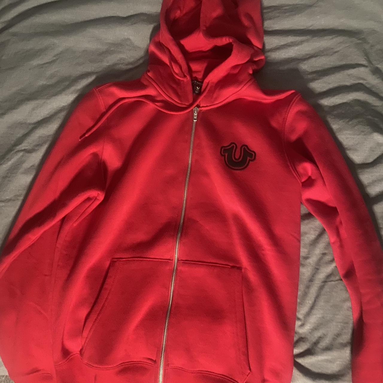 rare red true religion zip up - Depop