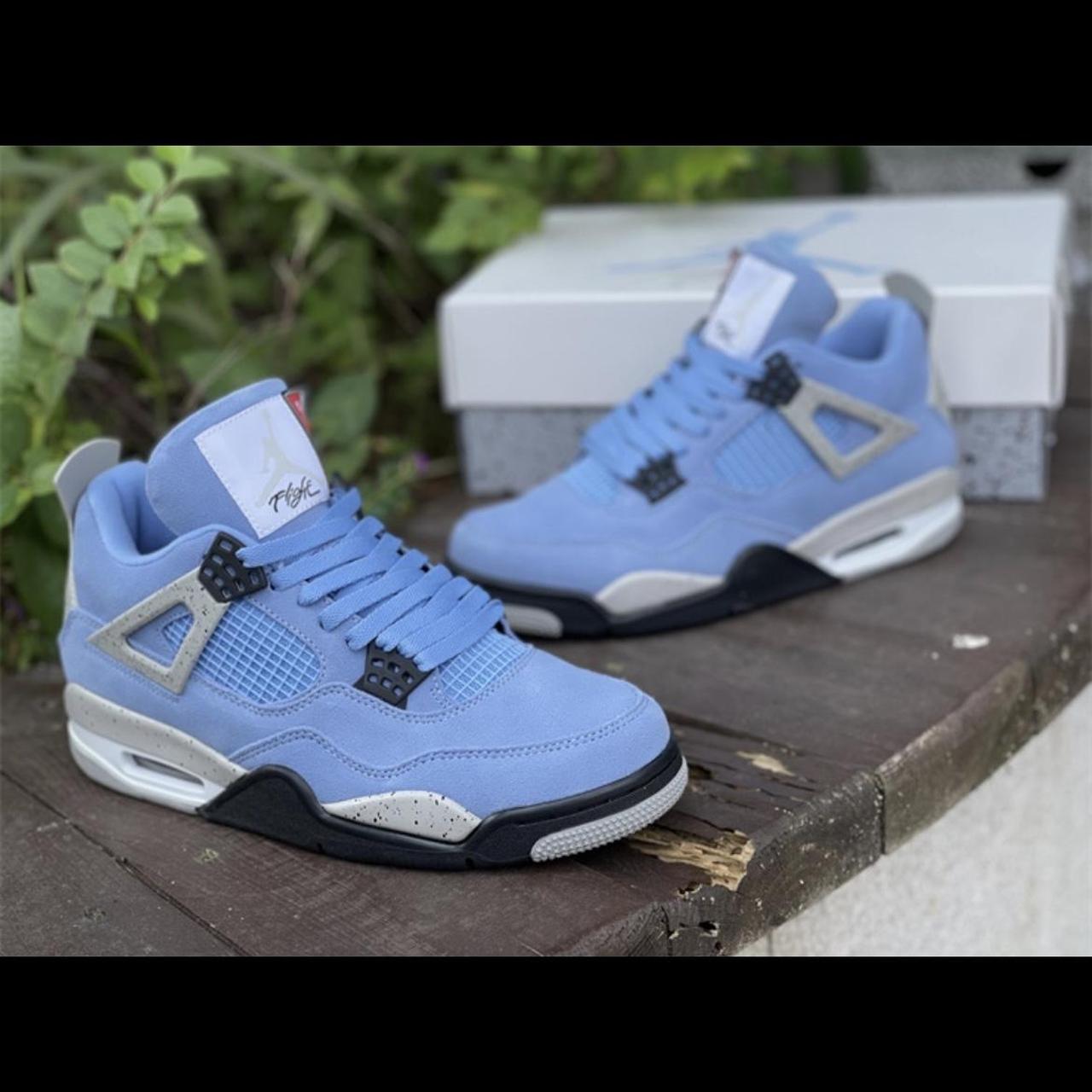 AIR JORDAN 4 RETRO UNIVERSITY BLUE All size... - Depop