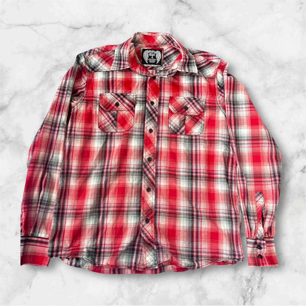 Eighty Eight Red Plaid Button-Up Shirt - Size... | Depop