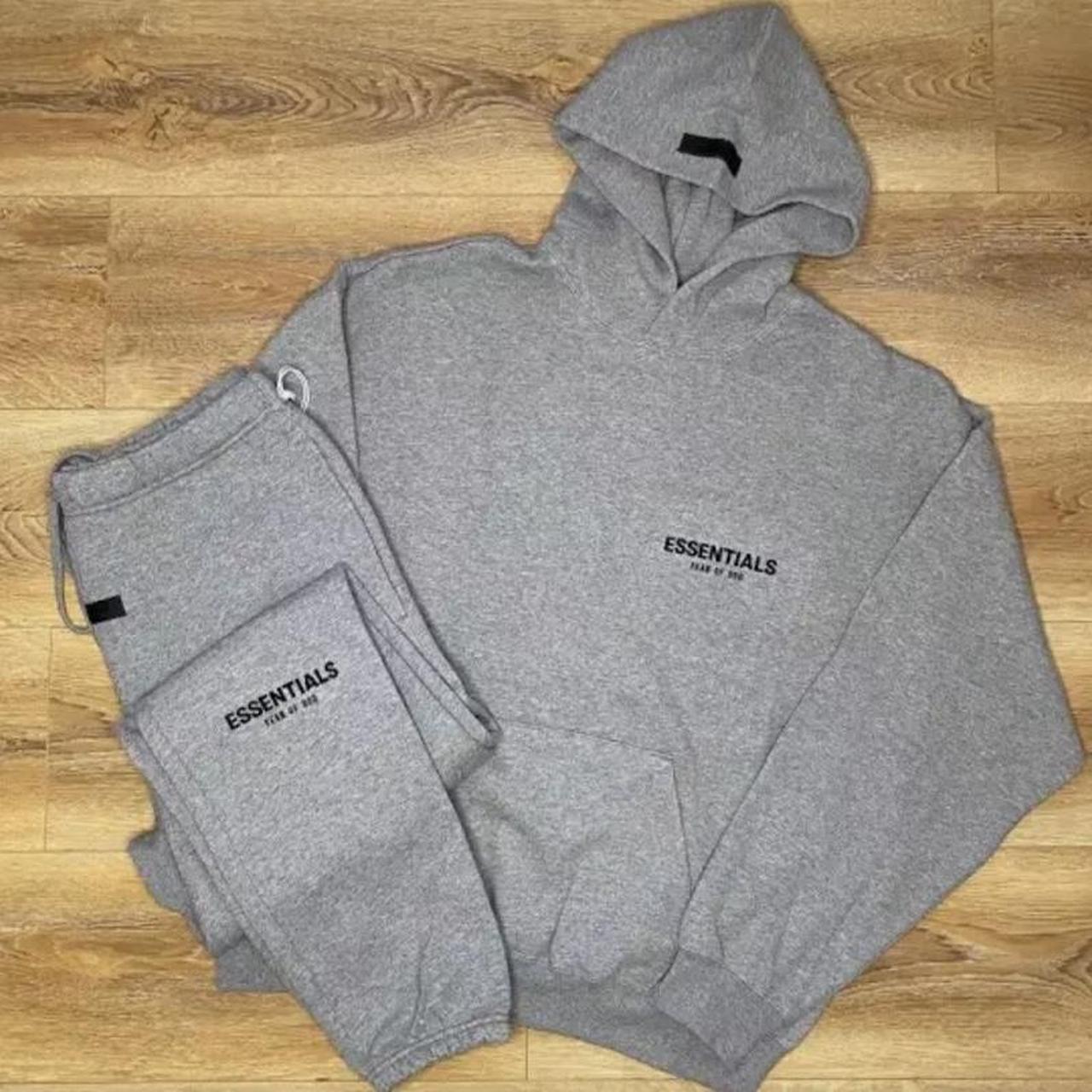 Oatmeal Grey Essentials Fear Of God tracksuit... - Depop