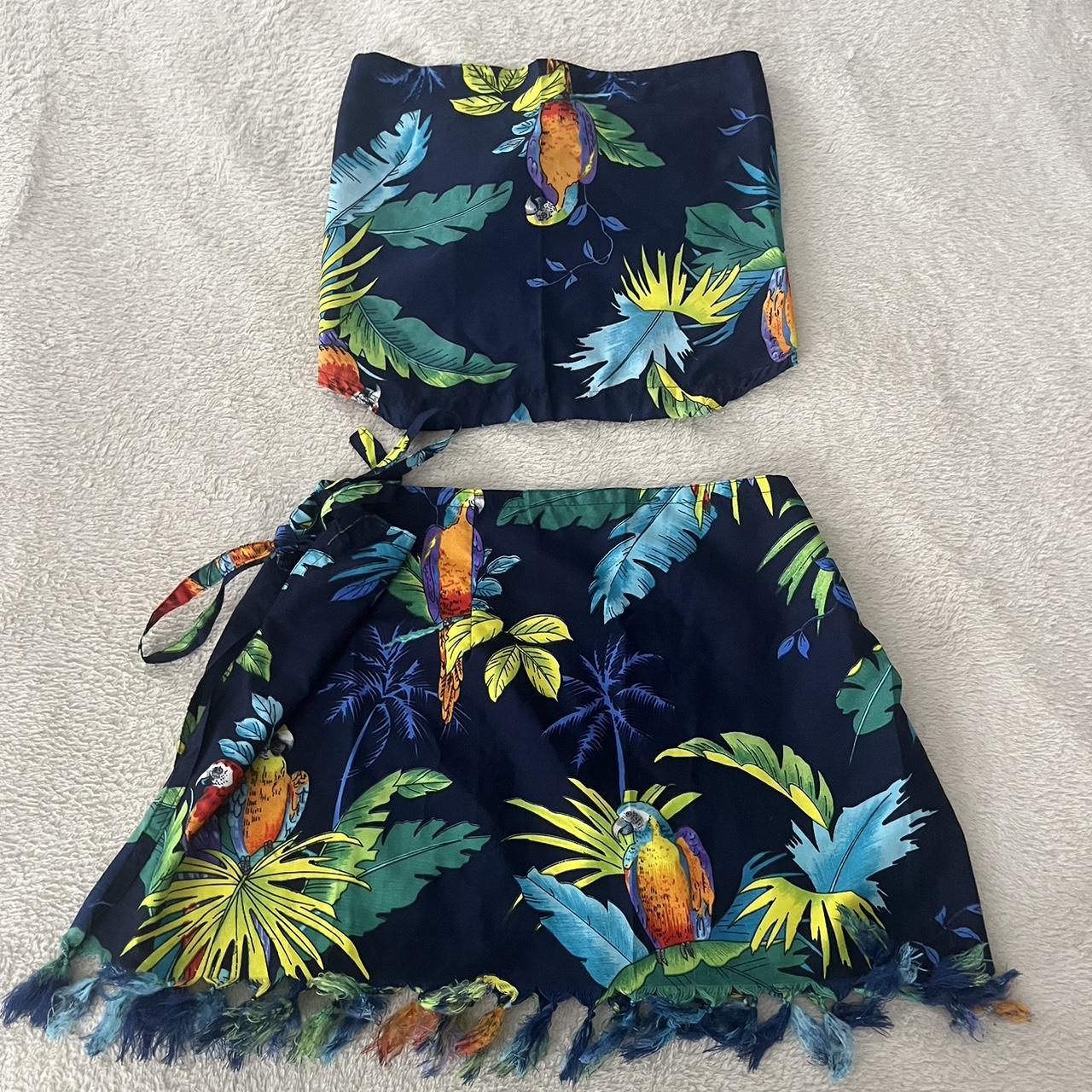 beach cover up set, both skirt and shirt wrap around... - Depop