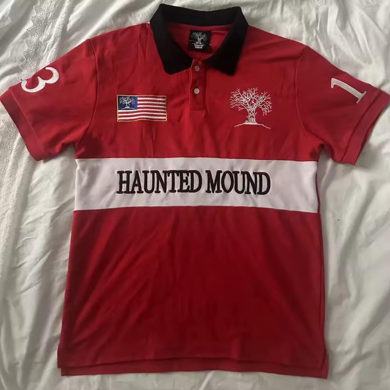 Haunted Mound Red Polo Shirt Y2K Tshirt Retro... | Depop