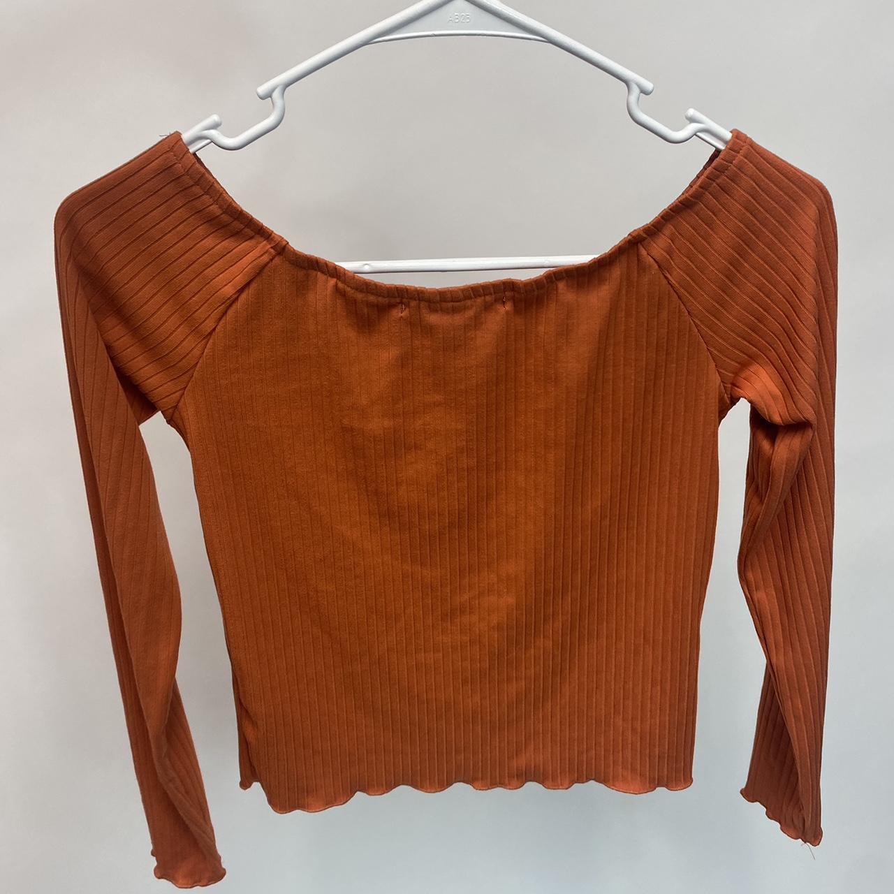 Derek Heart - orange long sleeve with front... - Depop