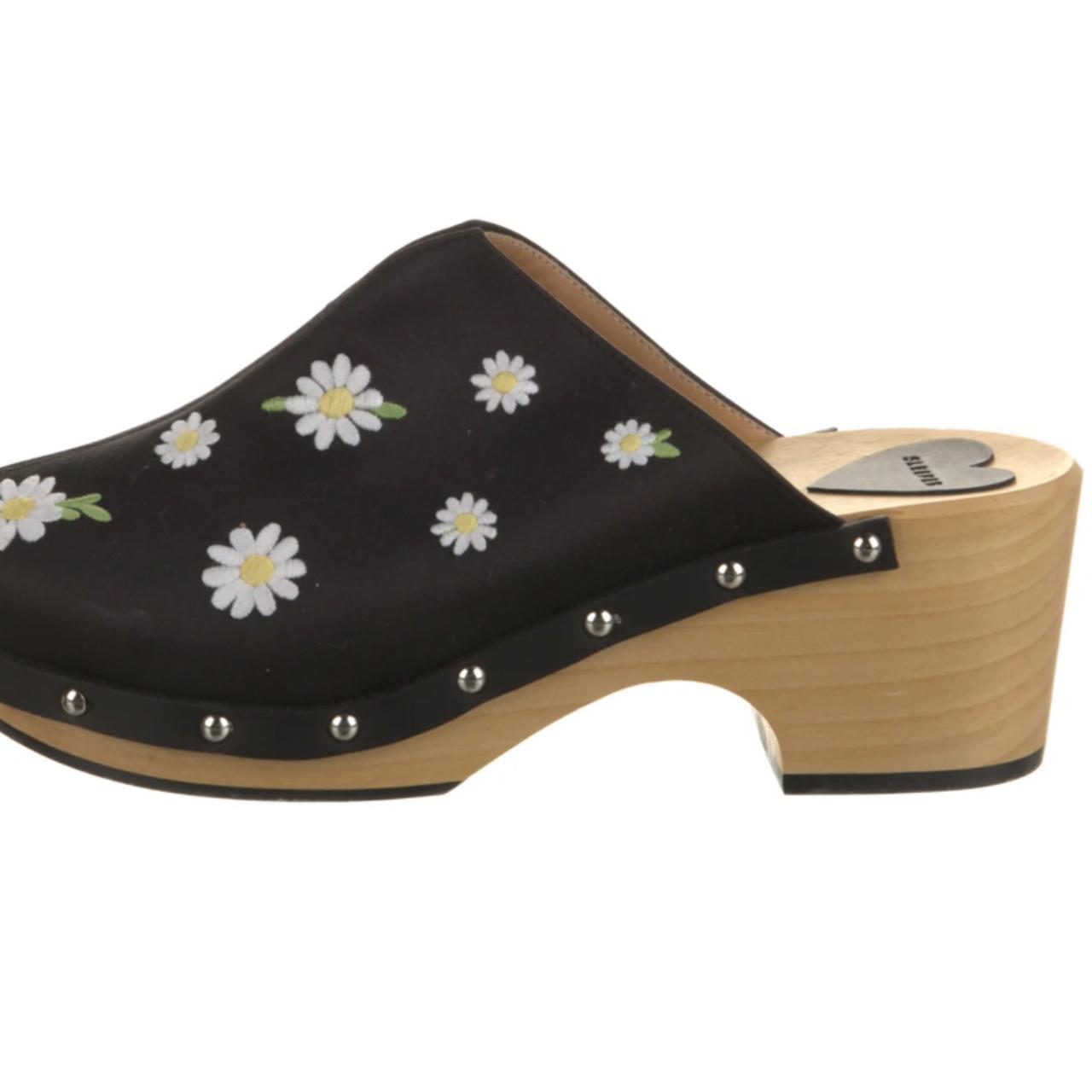 Sleeper Matilda Satin Daisy Clogs Black, embroidered... - Depop