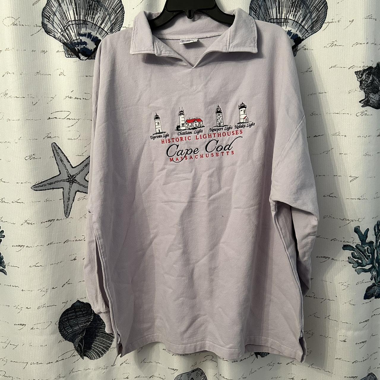 Vintage Cape Cod Lighthouses Long Sleeve Polo Some... - Depop