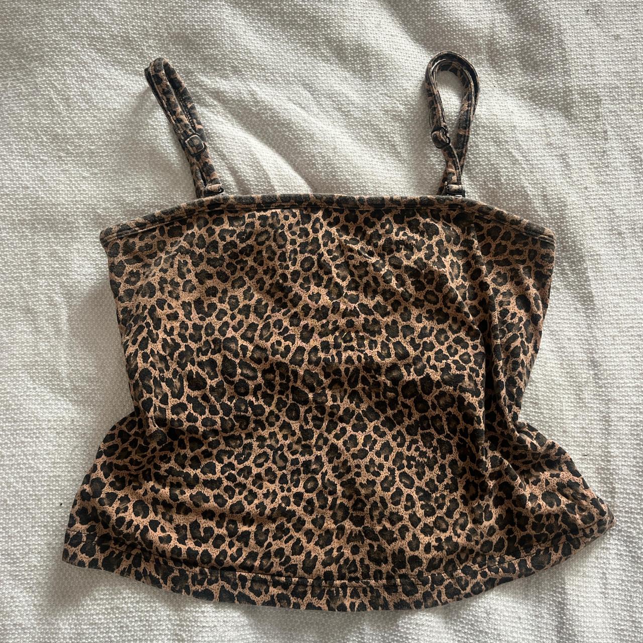 leopard cheetah print tank top -no stains -95%... - Depop