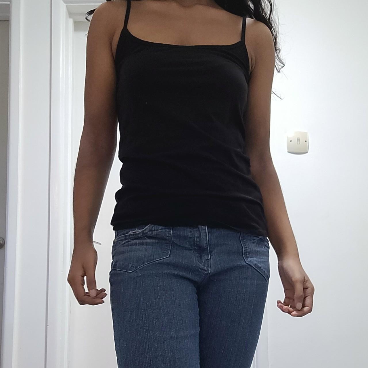 Plain black spaghetti strap tank top, perfect for... - Depop