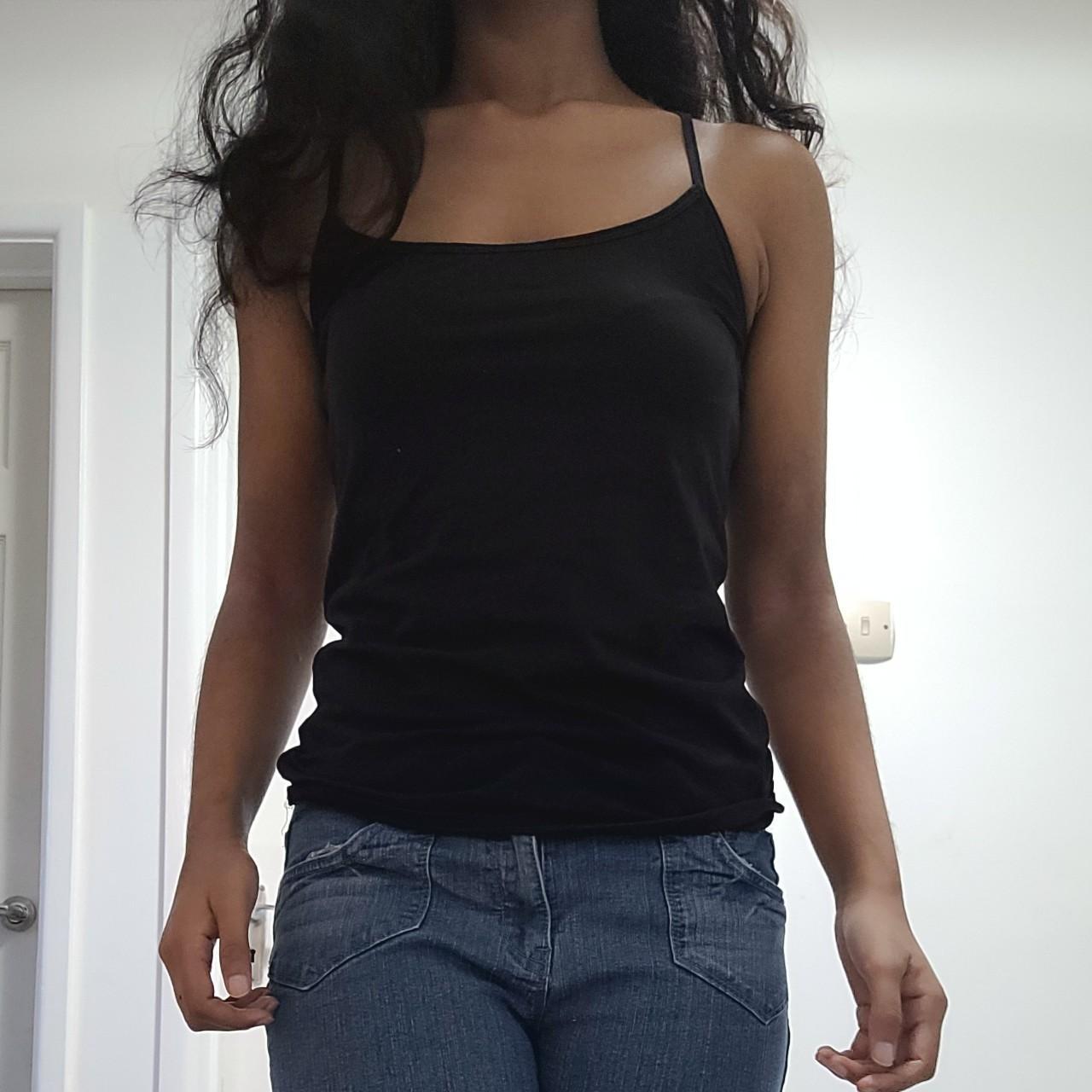 Plain black spaghetti strap tank top, perfect for... - Depop