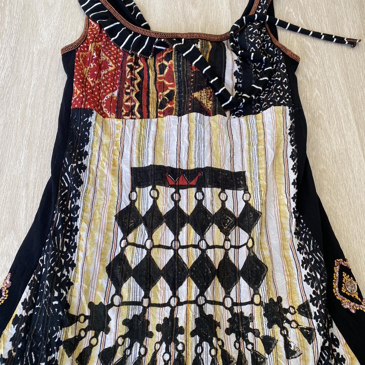 Boho patchwork dress with a multi-coloured design... - Depop
