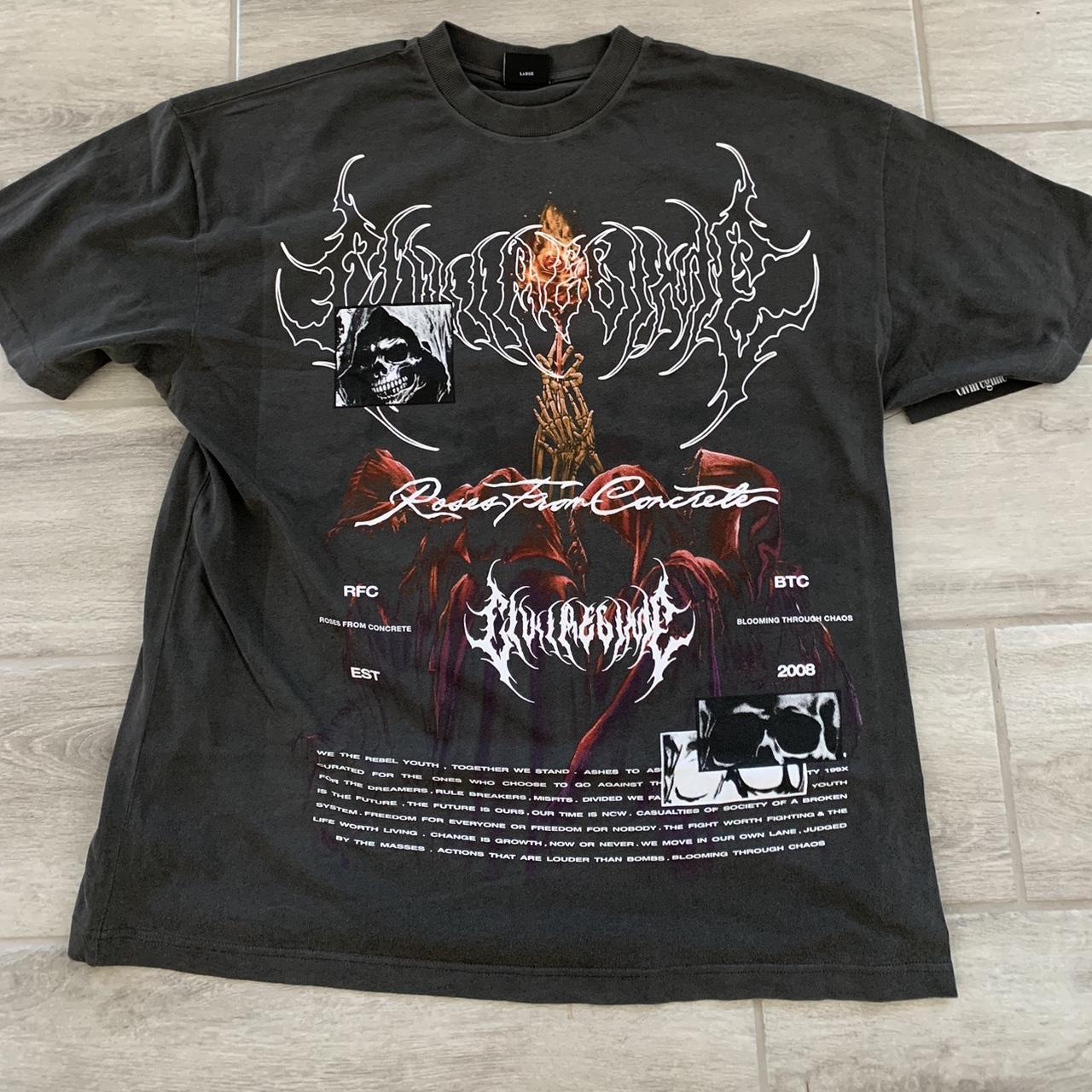 Civil Regime Tee Shirt Grey Skulls Large NEW Super... | Depop