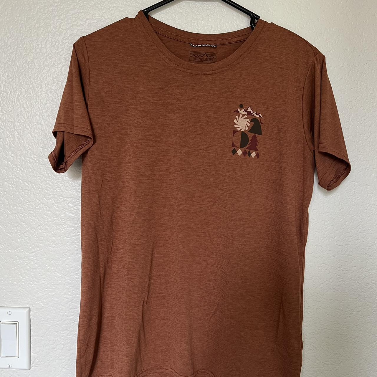 Rust orange Patagonia athletic t-shirt. Relaxed fit,... - Depop