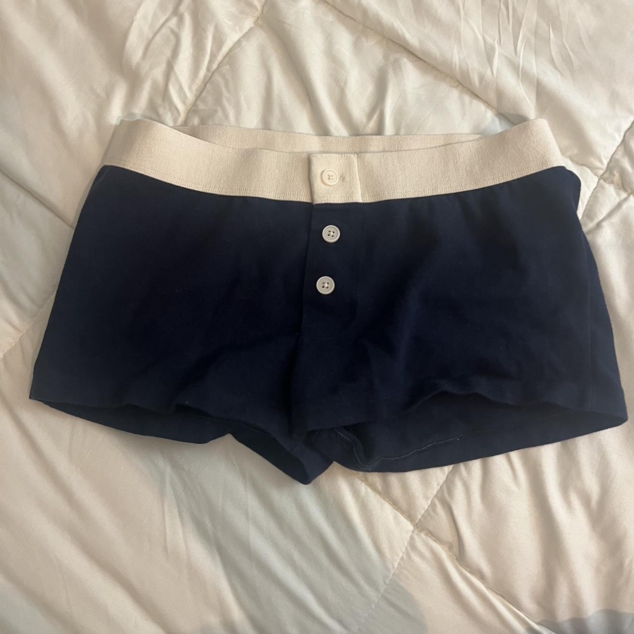 Brandy John Galt Navy Boxer White Lined shorts | Depop