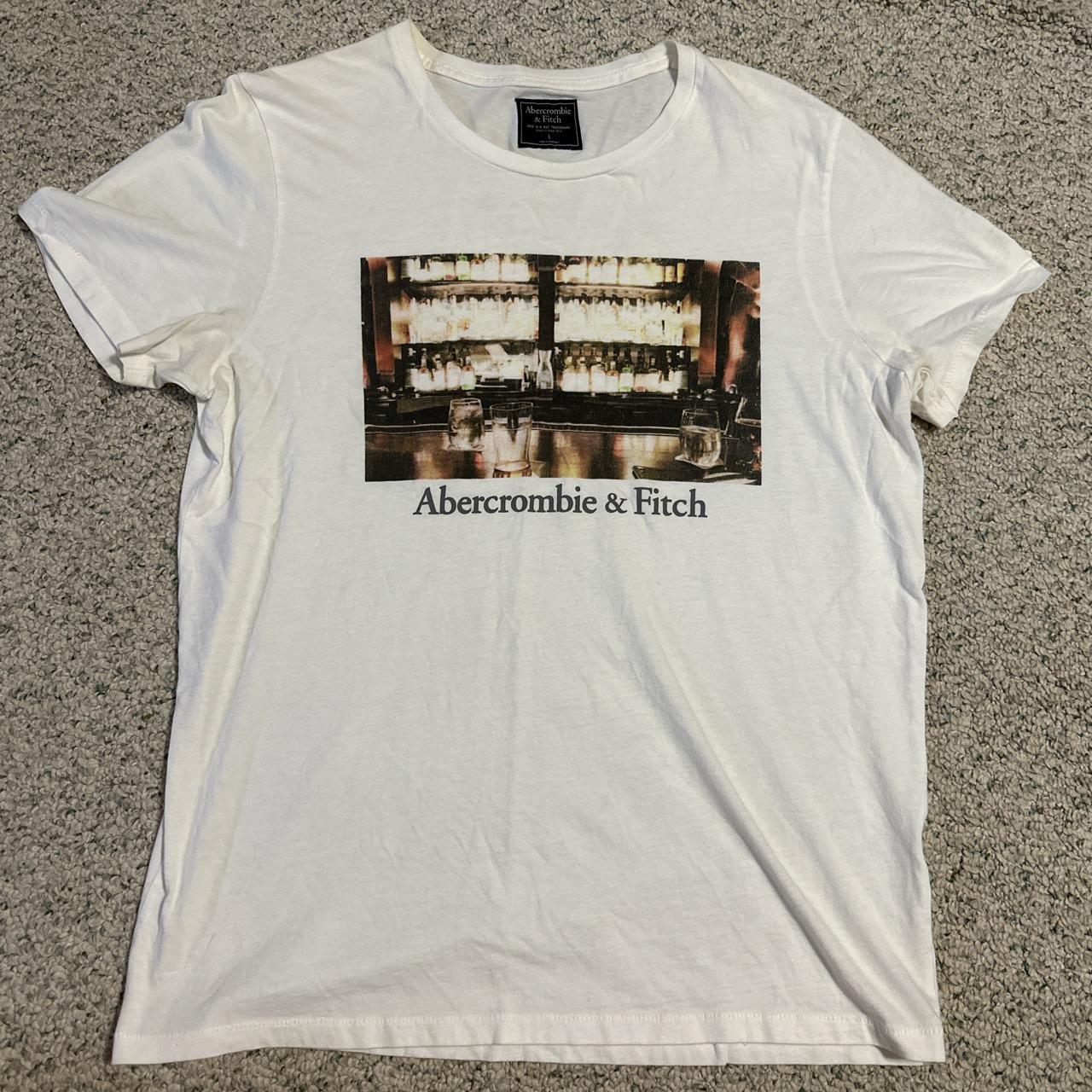 Large white Abercrombie & fitch graphic t-shirt - Depop