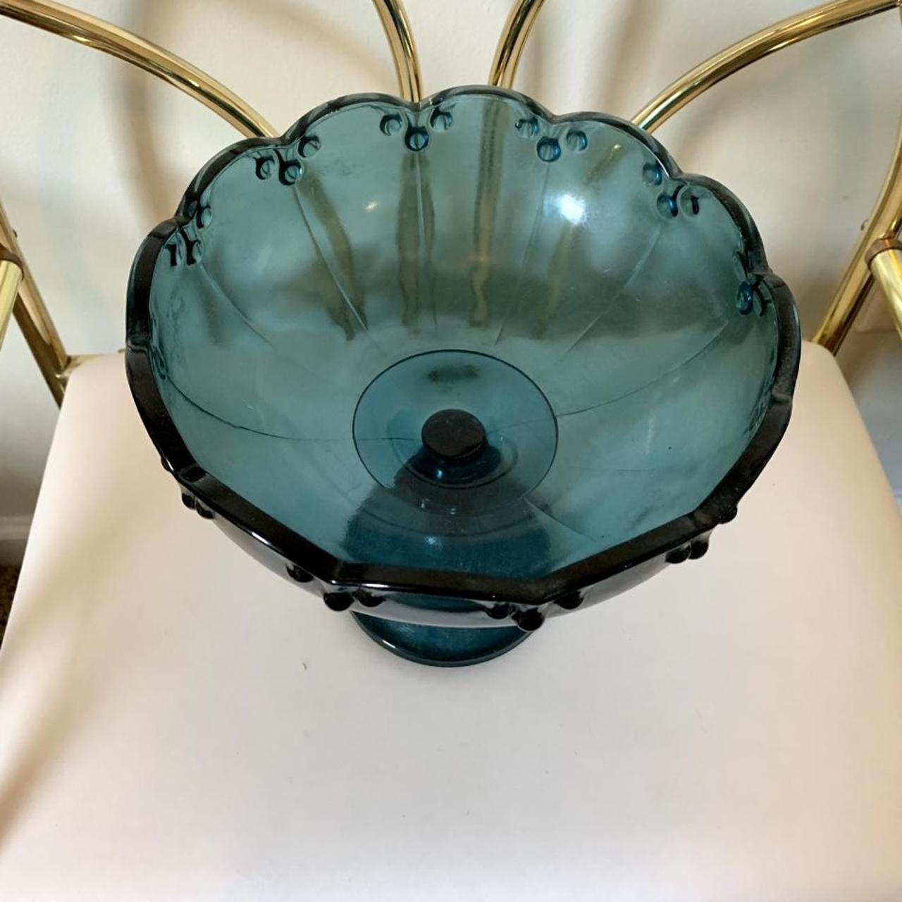 Blue Indiana glass compote This blue glass bowl... - Depop