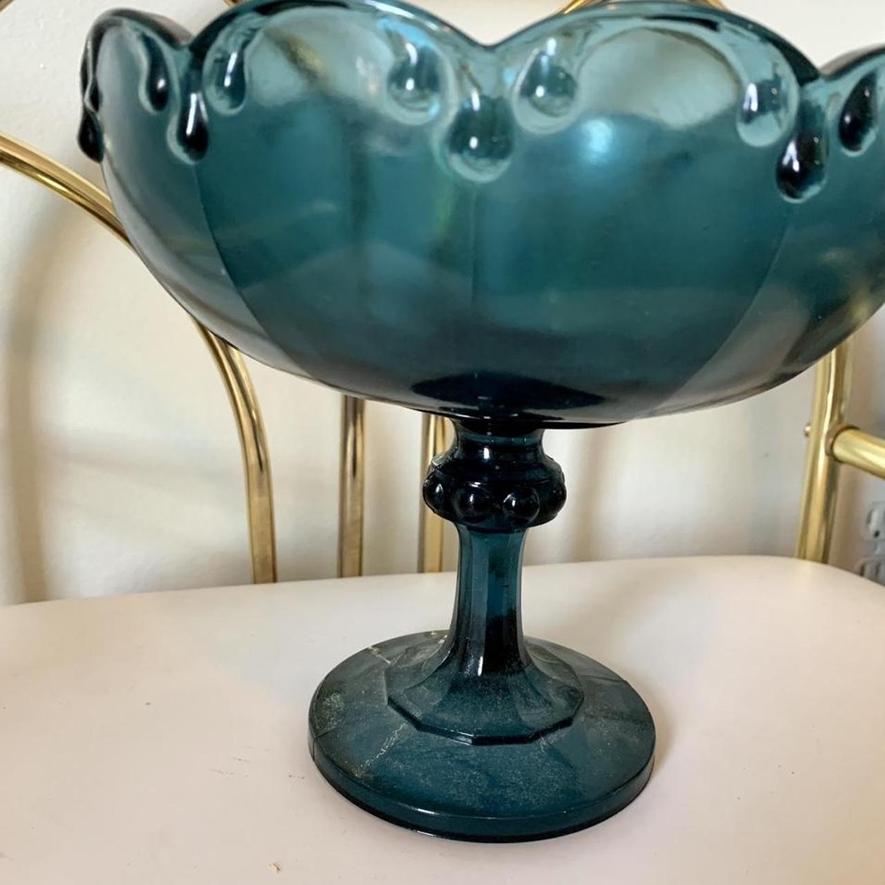 Blue Indiana glass compote This blue glass bowl... - Depop