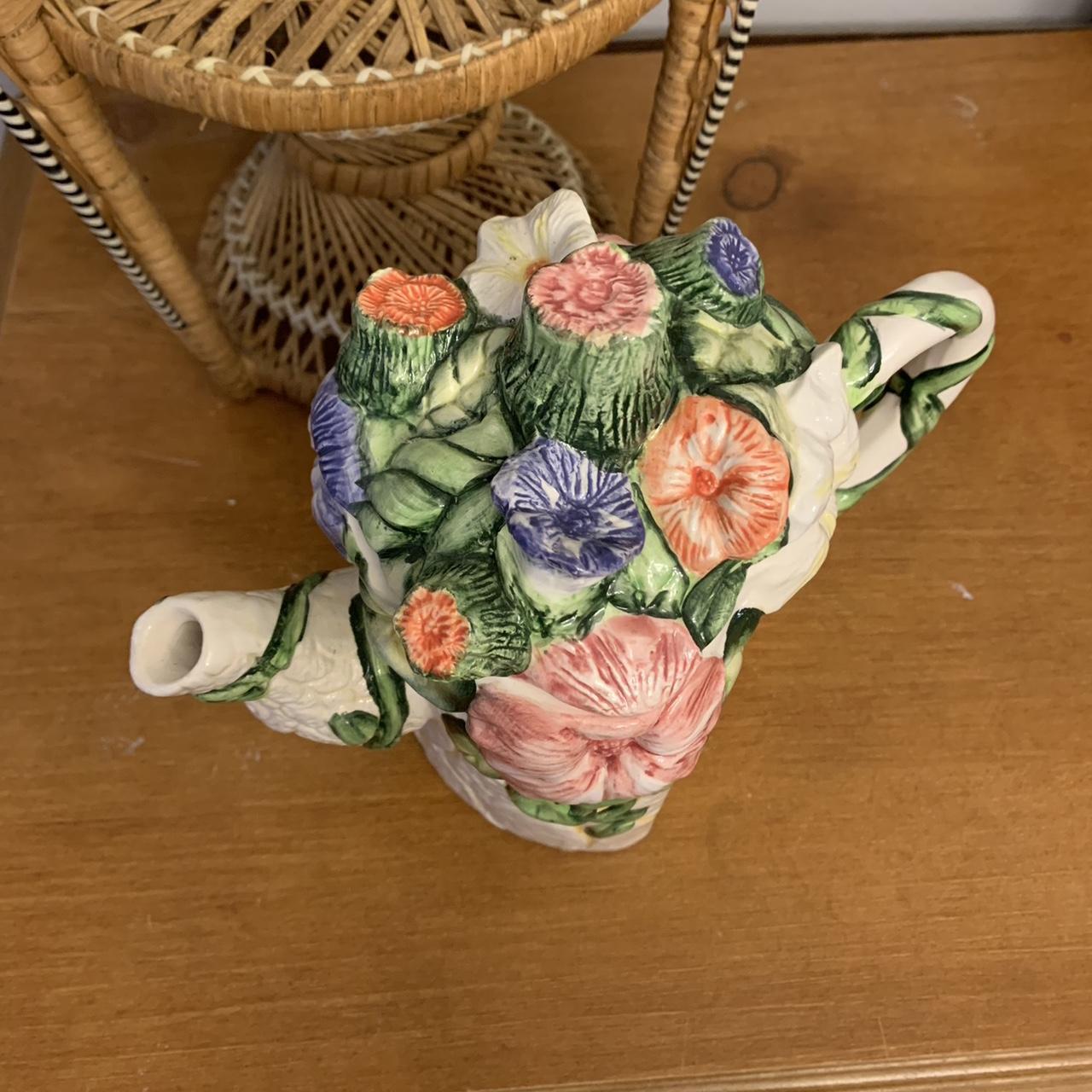Vintage Lillian Vernon floral teapot Very pretty... - Depop