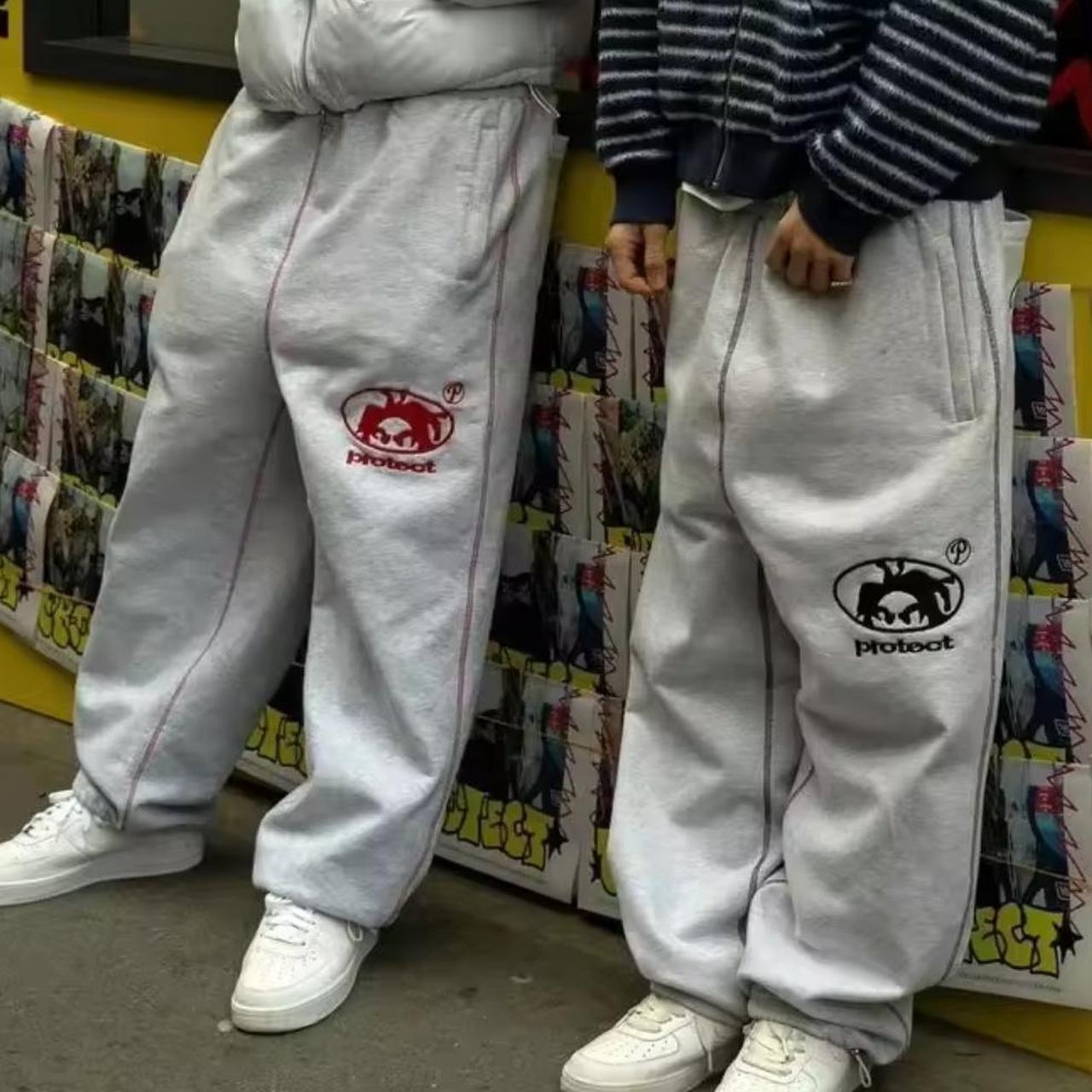 Grey and red Protect sweatpants Brand New Free... - Depop