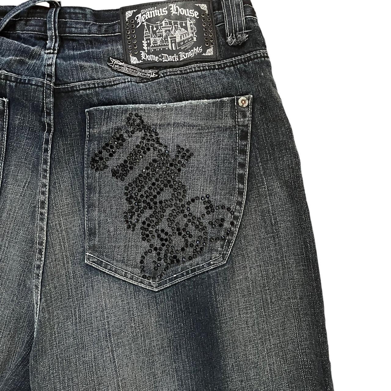 Vintage Y2K Rhinestone Design Akademiks Demim Jeans... - Depop