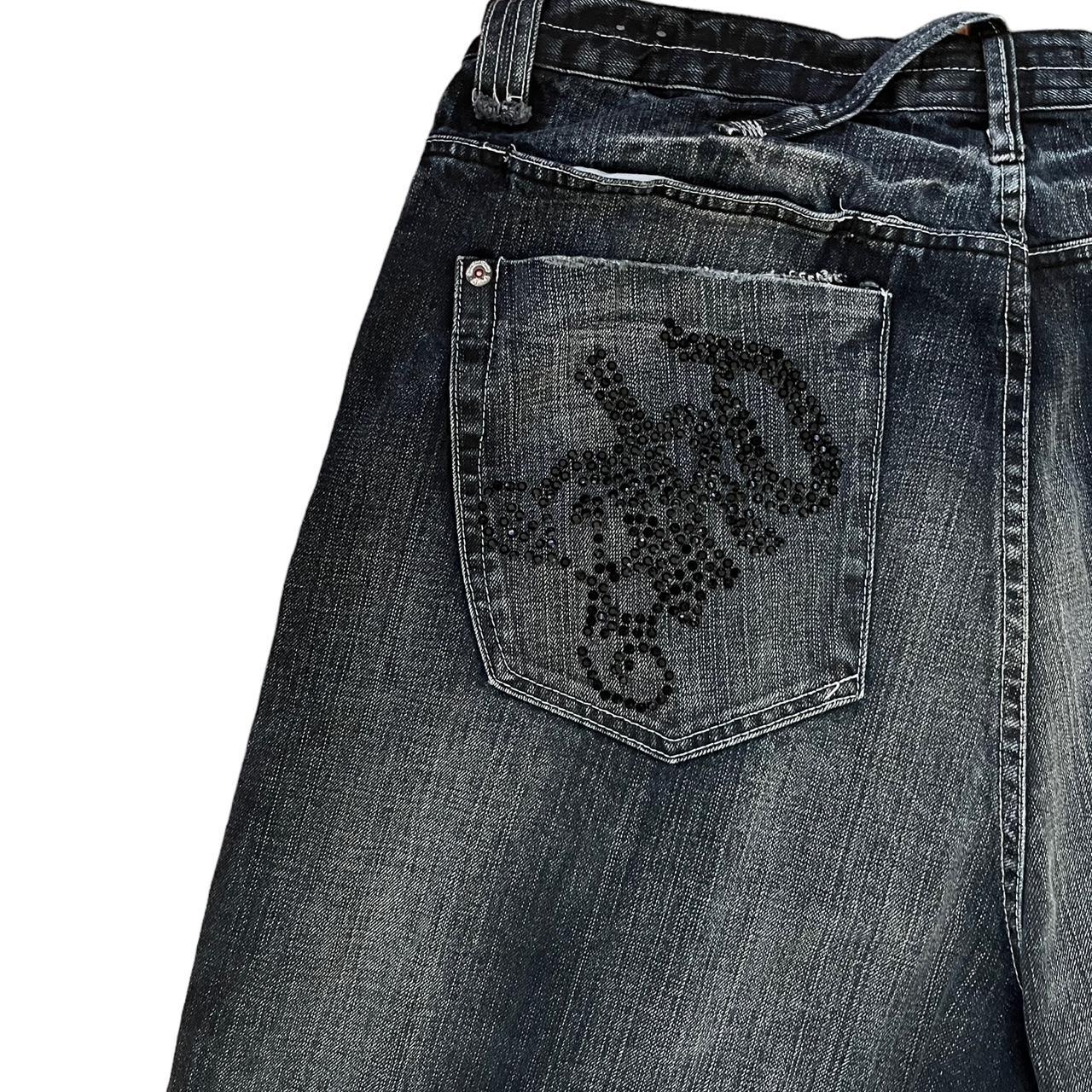 Vintage Y2K Rhinestone Design Akademiks Demim Jeans... - Depop