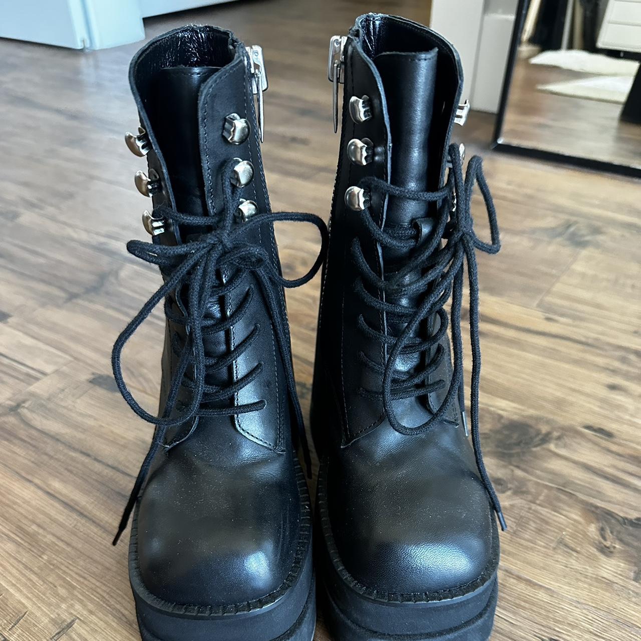 Unif Brat lace up platform boot Minimal wear and... - Depop