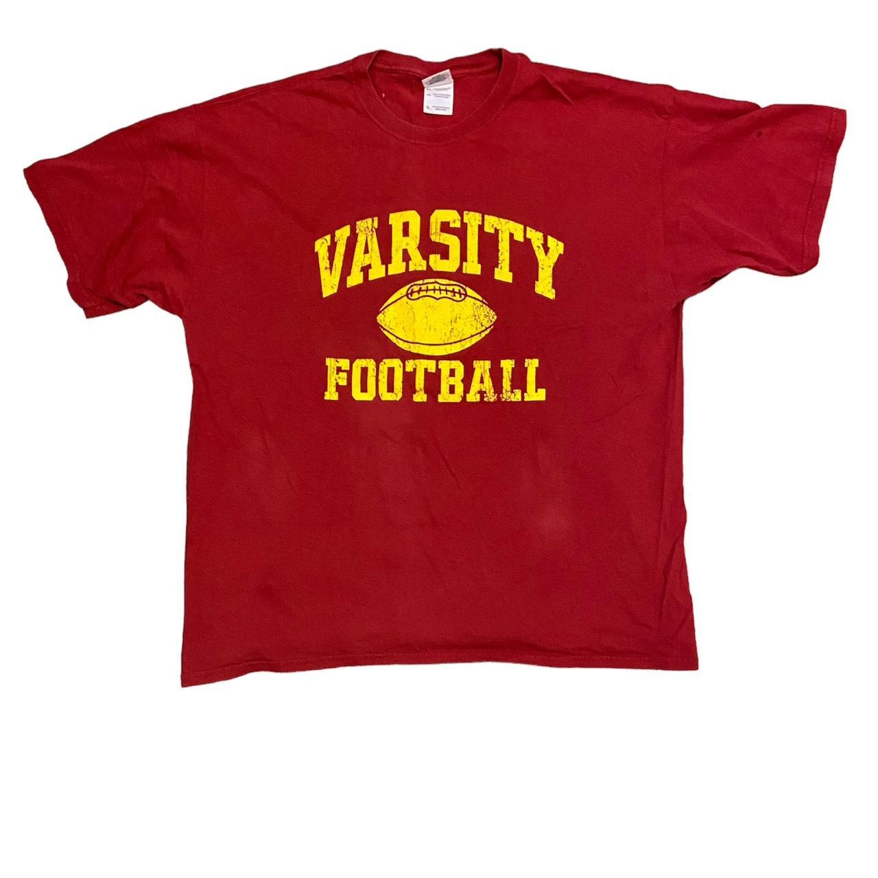 Vintage Varsity Football red T-shirt Size XL This... - Depop