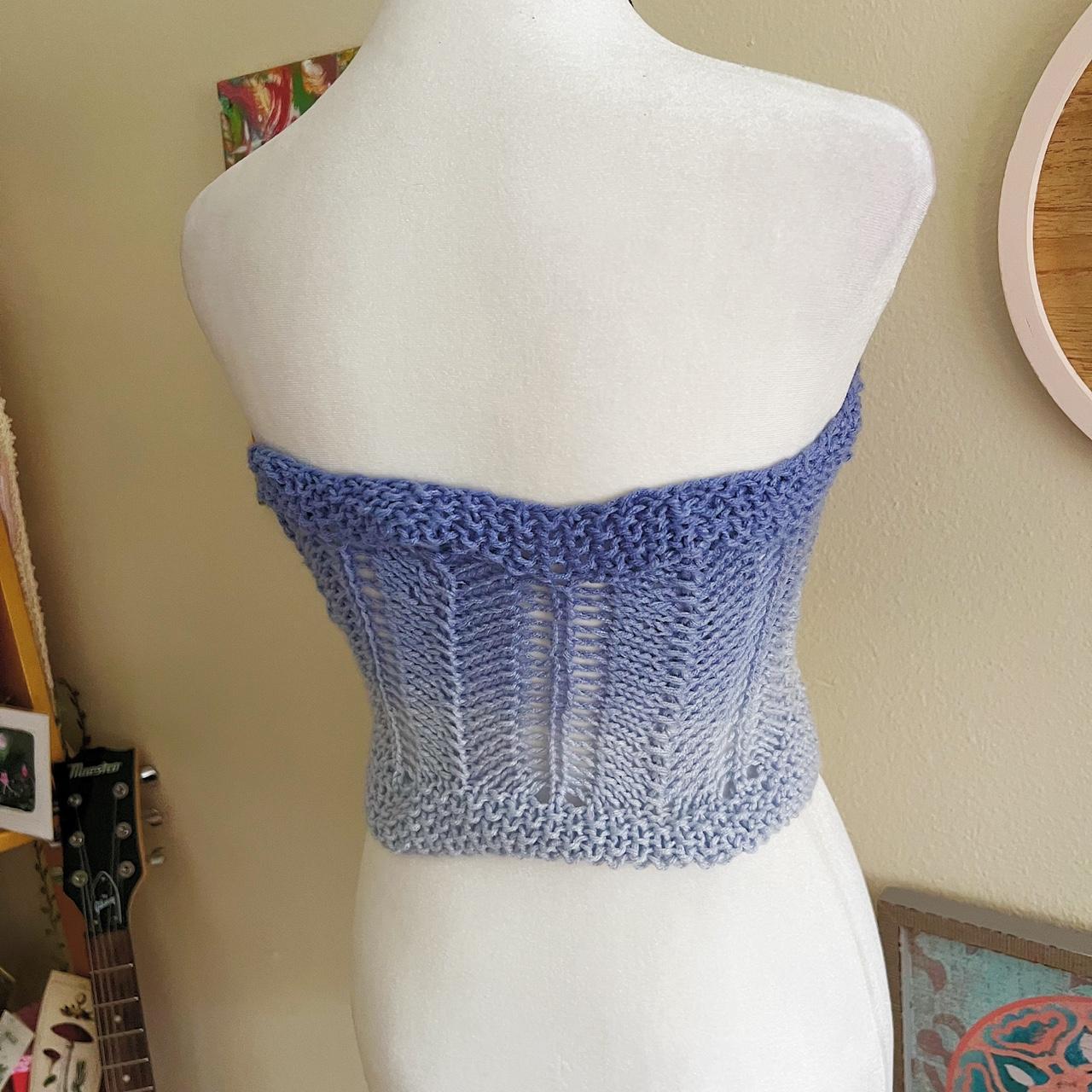 cute blue ombre crochet tube top fits like a small... - Depop