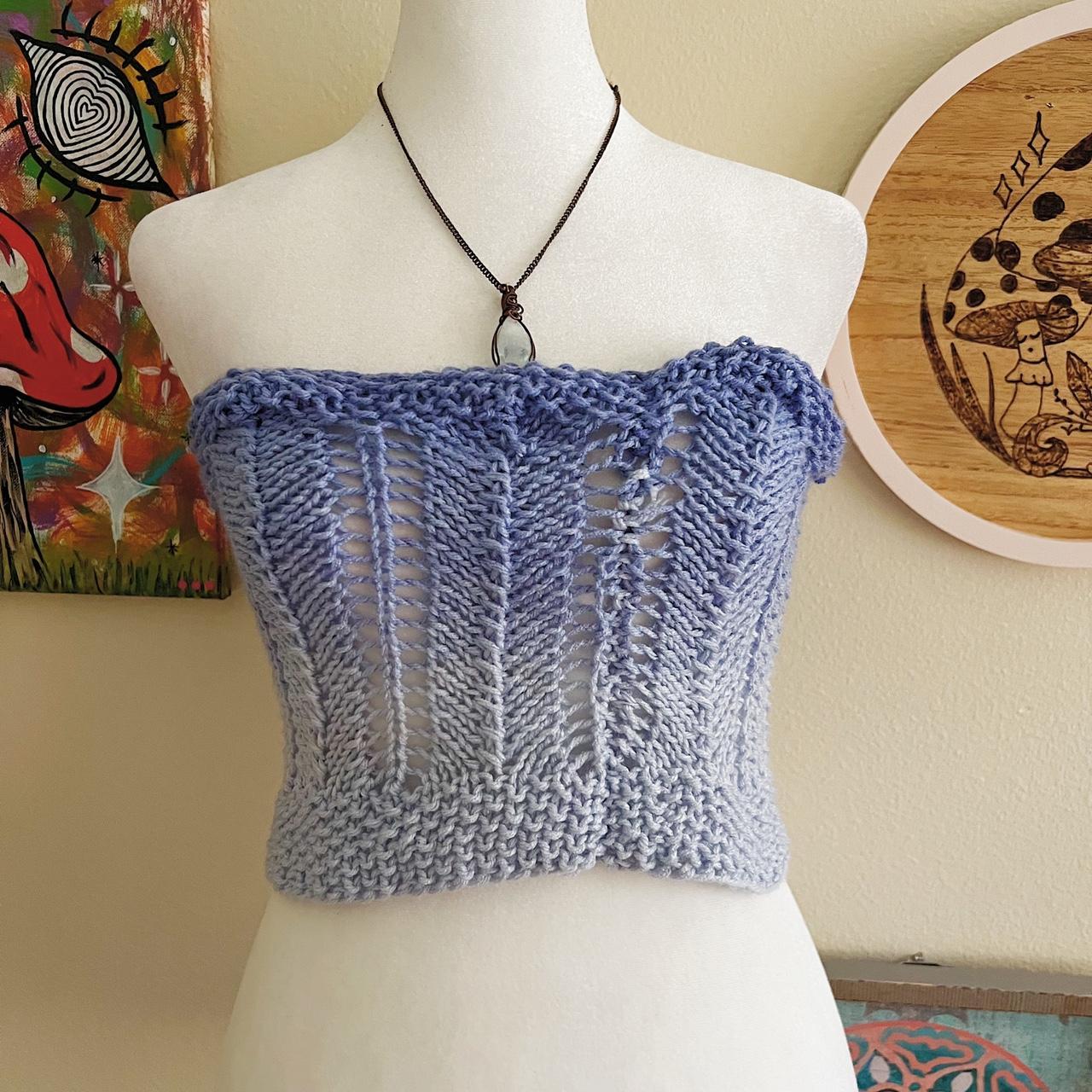 cute blue ombre crochet tube top fits like a small... - Depop