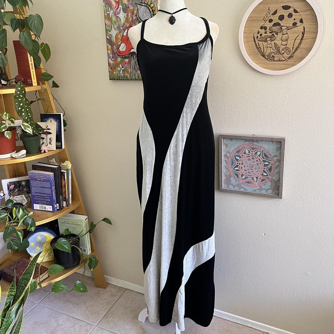vintage velvet maxi dress labeled a size small but... - Depop