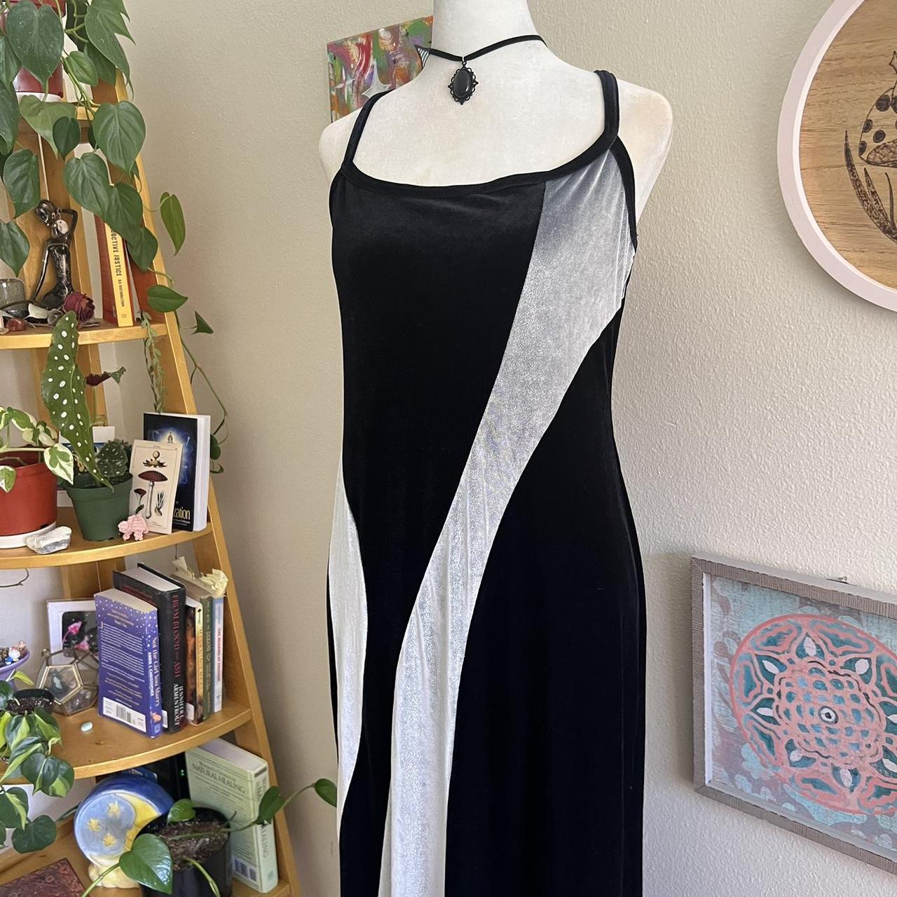 vintage velvet maxi dress labeled a size small but... - Depop