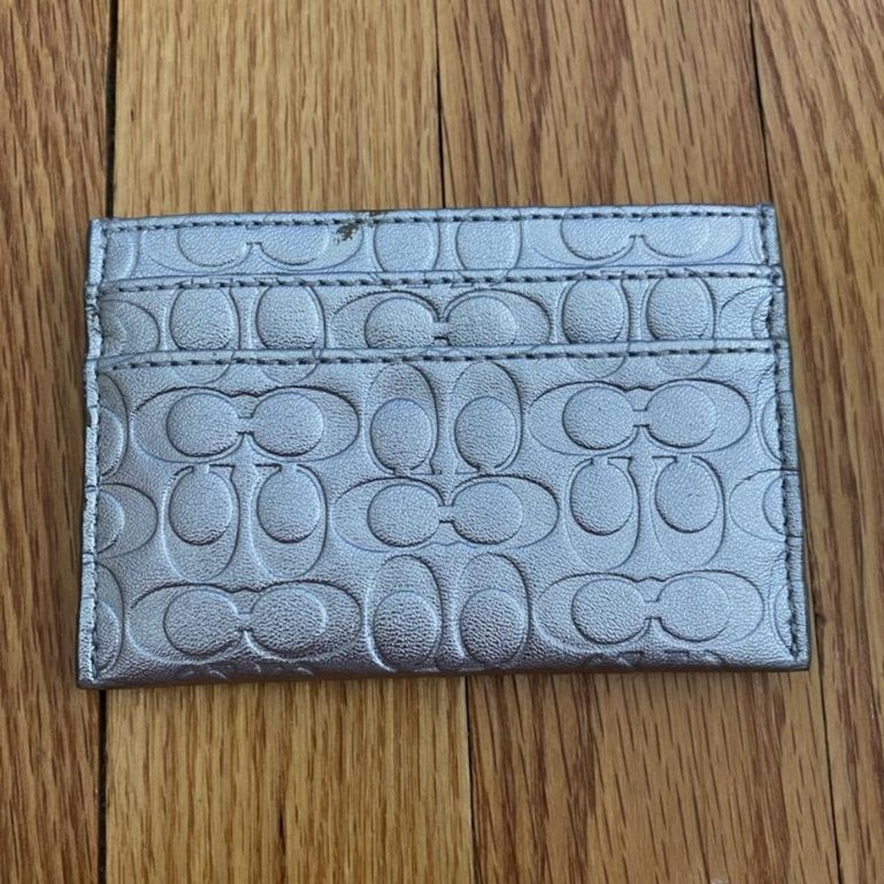 Coach Silver Card Holder in Signature Print slight... - Depop