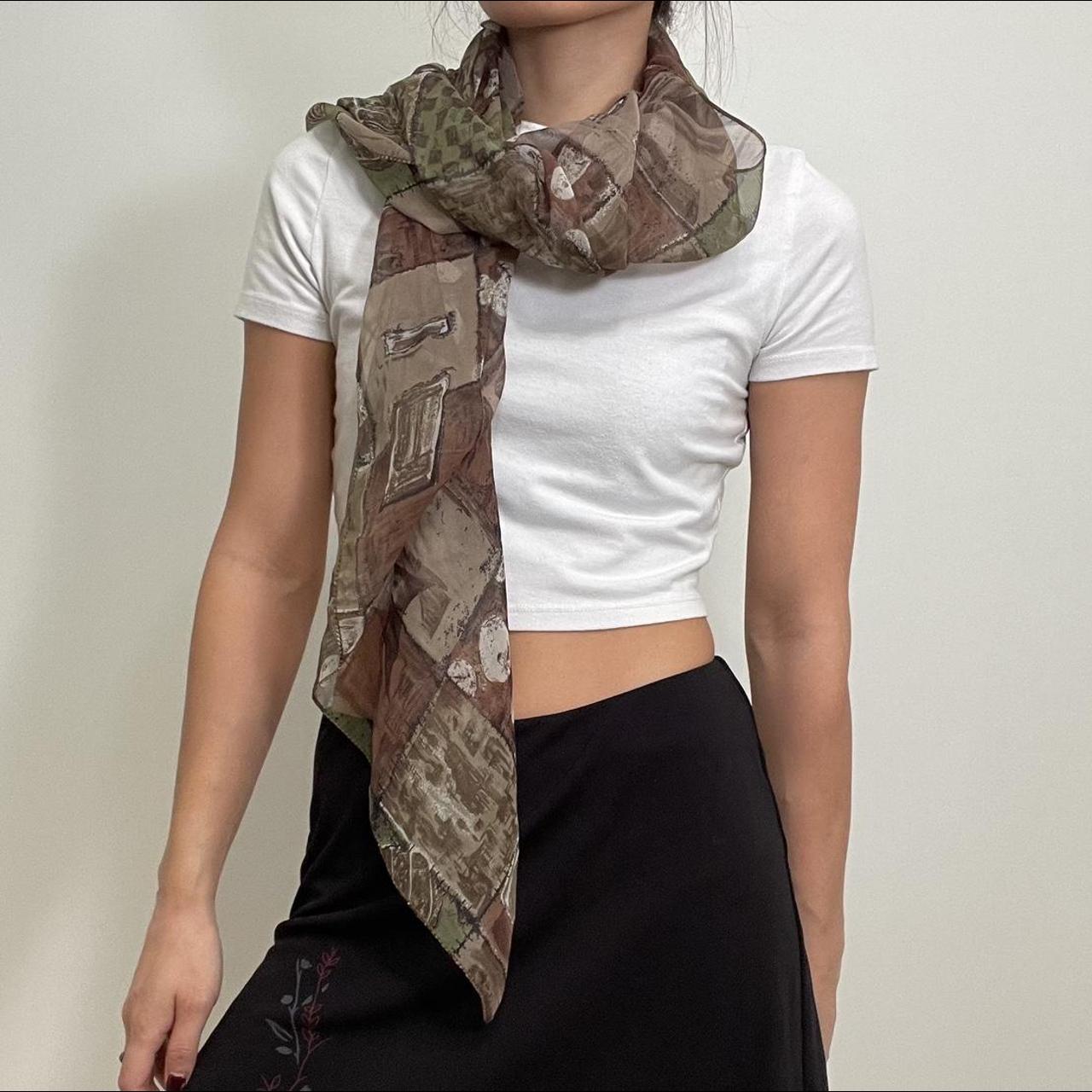 green and brown fall scarf 🍂 Styling this scarf... | Depop