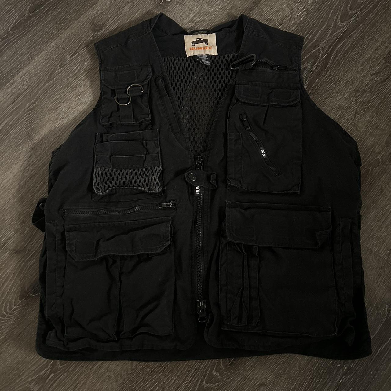 Black Cargo vest w hella pockets and distressing 30$... - Depop