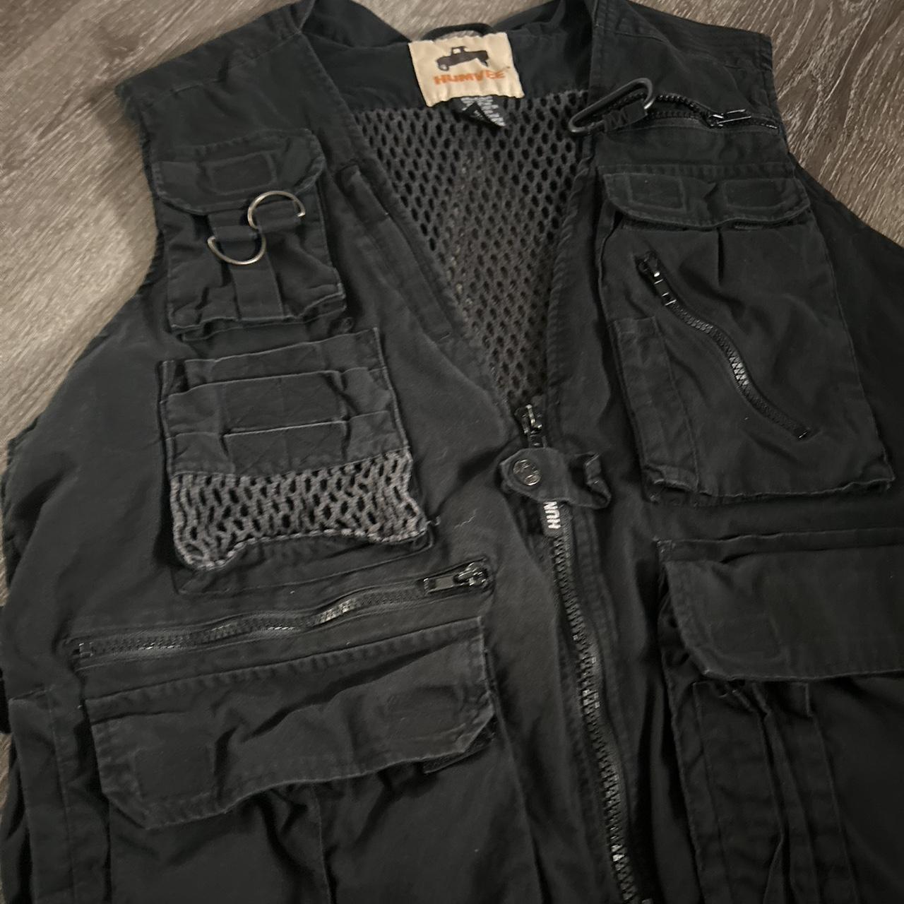 Black Cargo vest w hella pockets and distressing 30$... - Depop