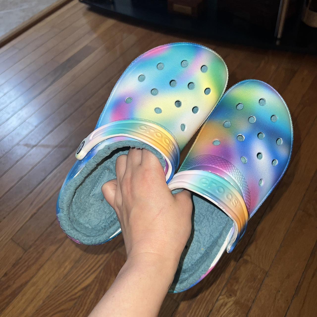 Fur lined women's crocs, size 7. - Depop