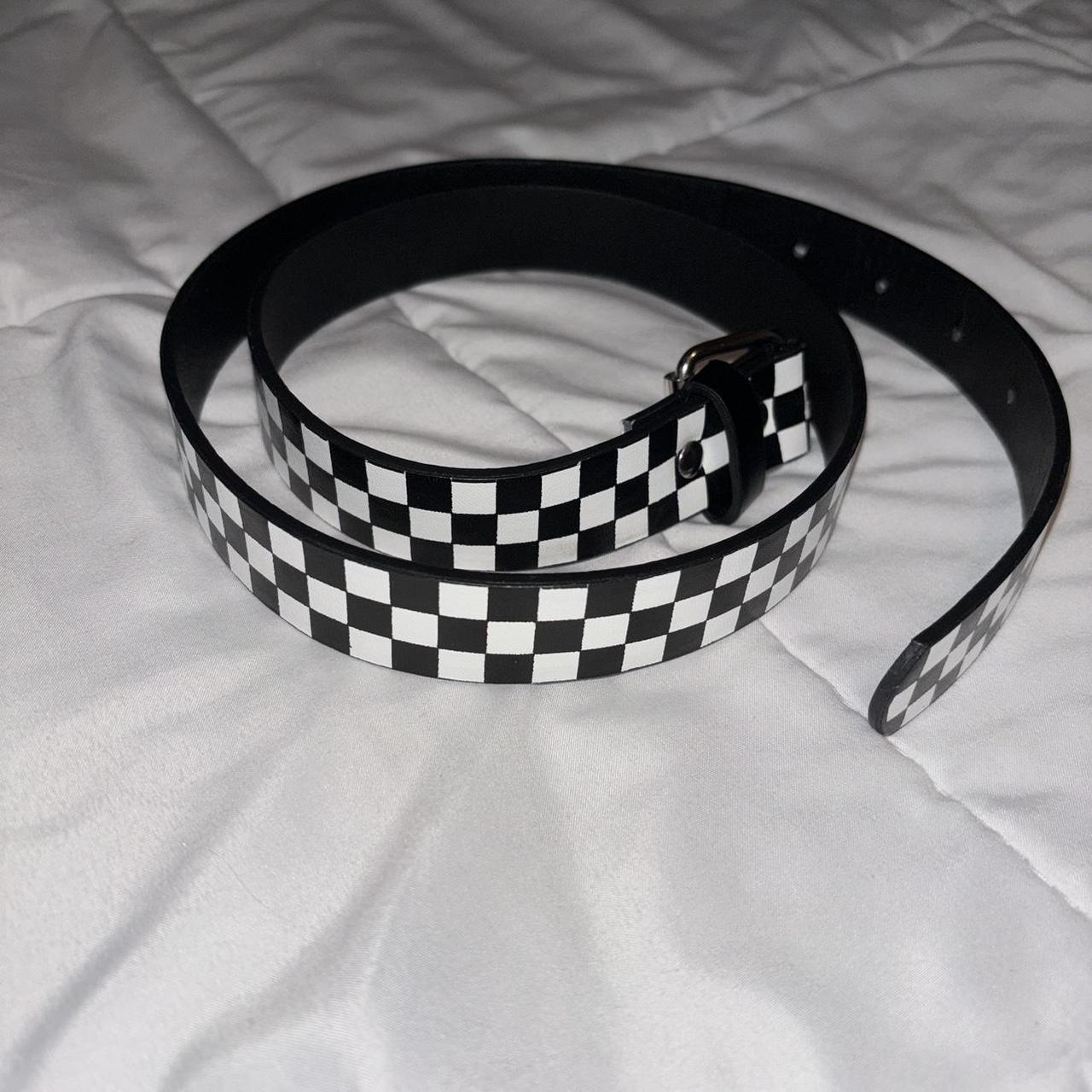 black and white checkered belt - Depop