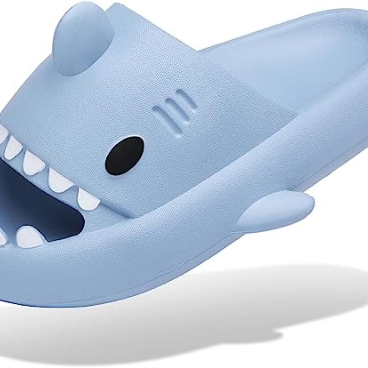 sizes 2-10.5 shark slides. multi color slides. - Depop