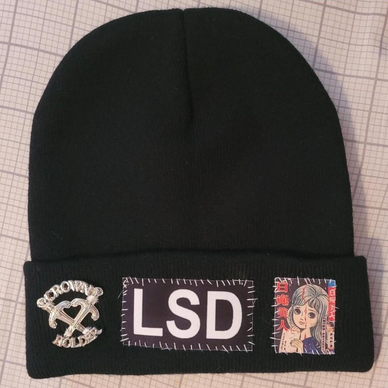 Custom LSD beanie Regular black beanie featuring 2... - Depop