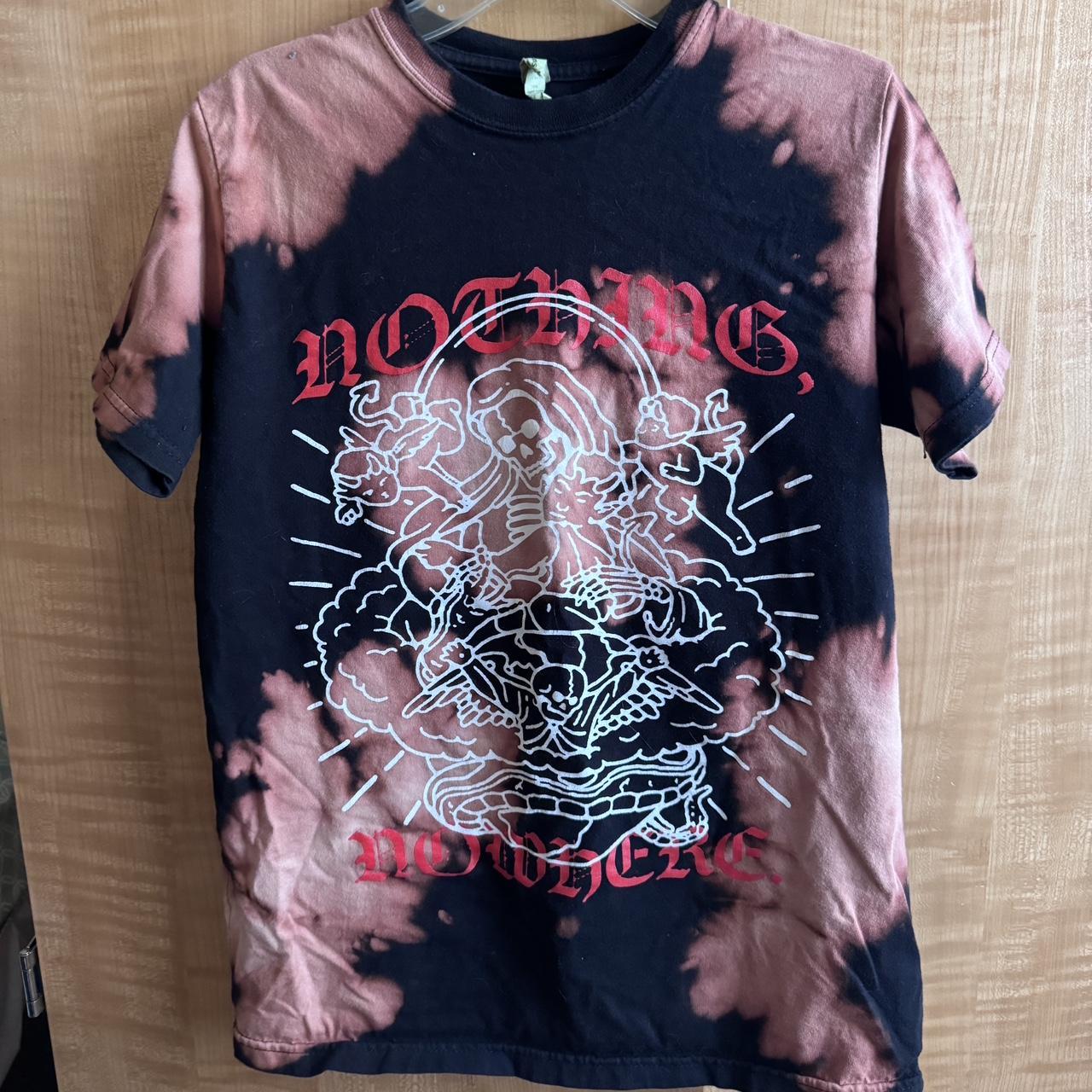 nothing,nowhere bleached black t-shirt nothing,... - Depop