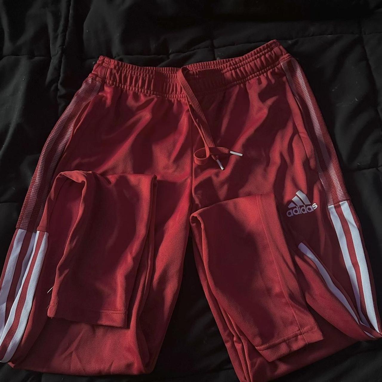 Red adidas pants ! Wore once , perfect condition.... - Depop