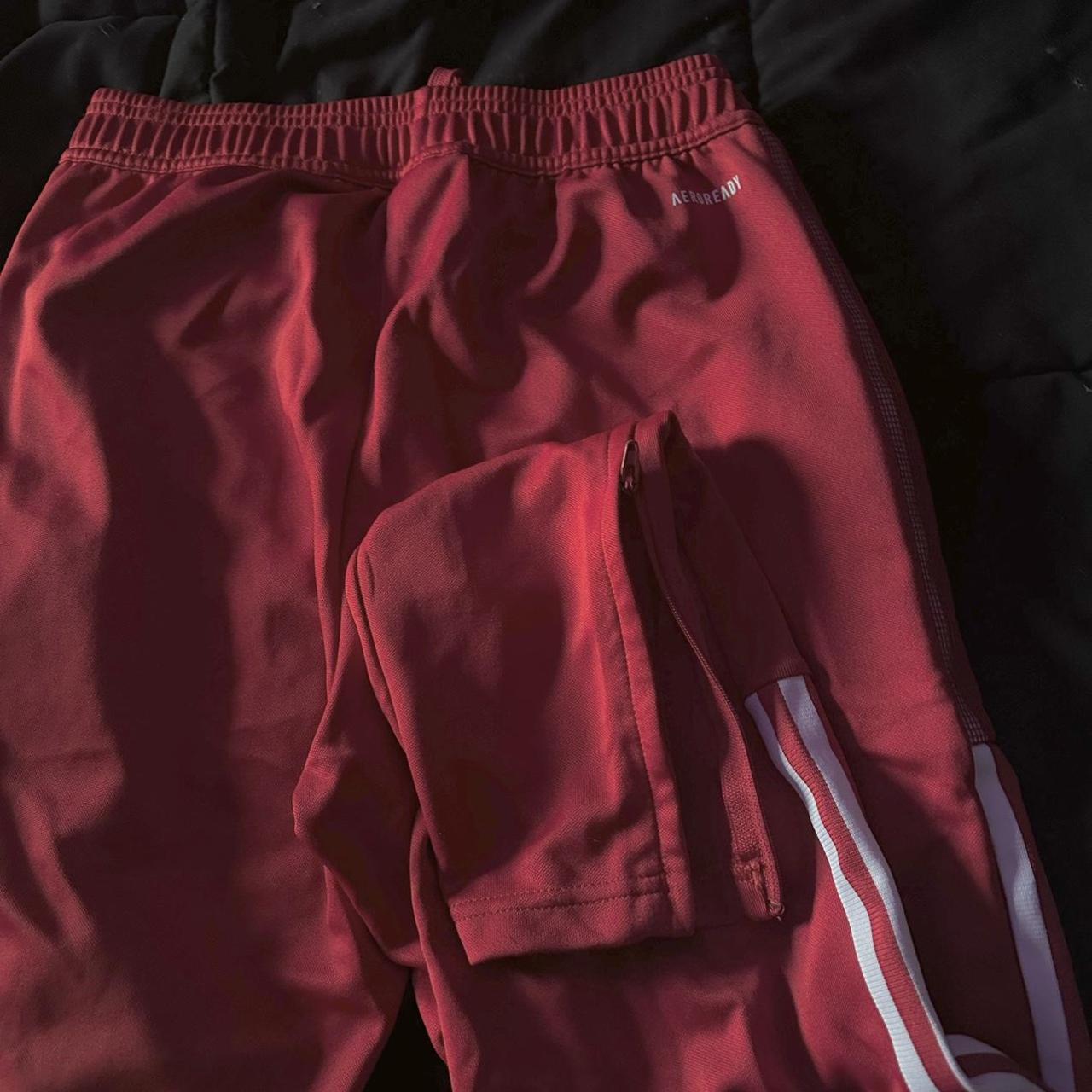 Red adidas pants ! Wore once , perfect condition.... - Depop