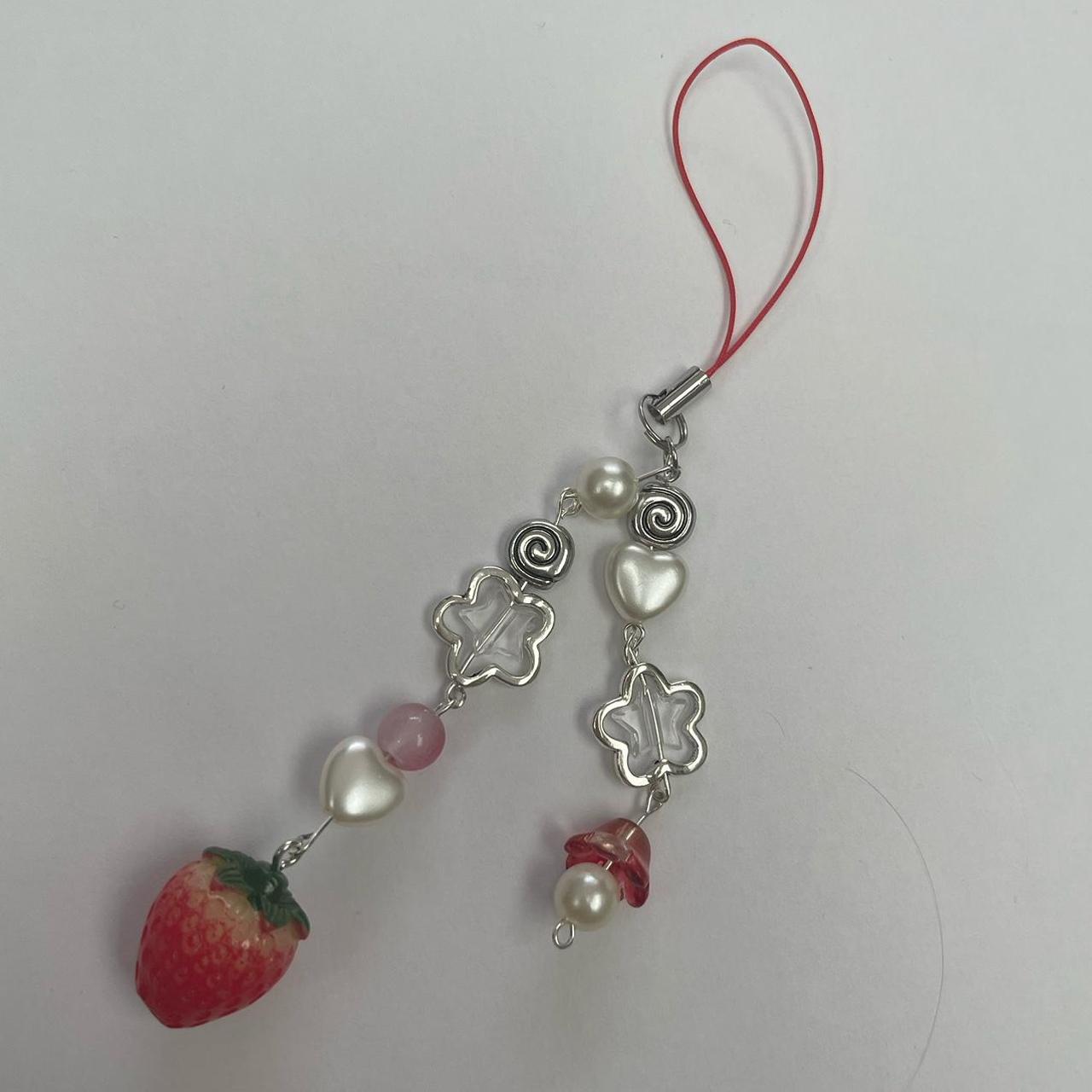 cute handmade strawberry phone charm #handmade... - Depop