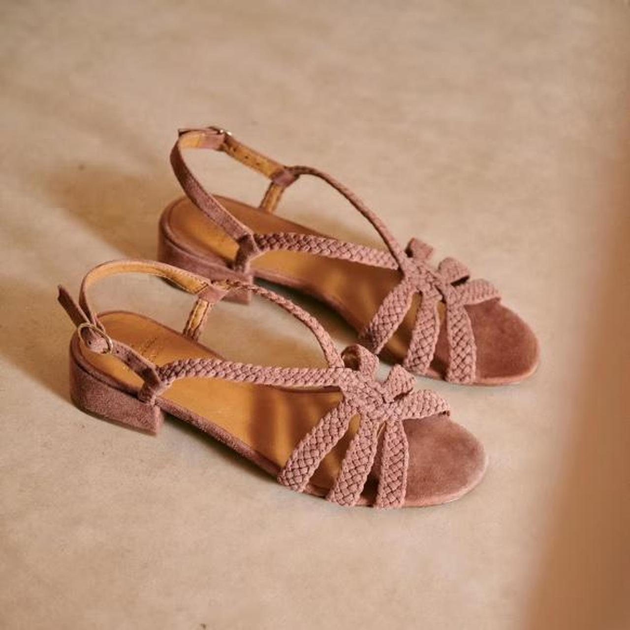 Sezane Low Rosa Sandals in Blush suede, never... - Depop