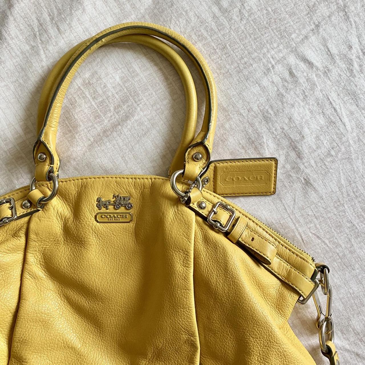 yellow coach leather handbag 🌸 free shipping on... - Depop