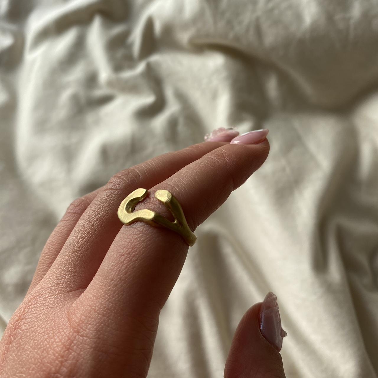 gold chunky organic ring 🎀 free shipping on... - Depop