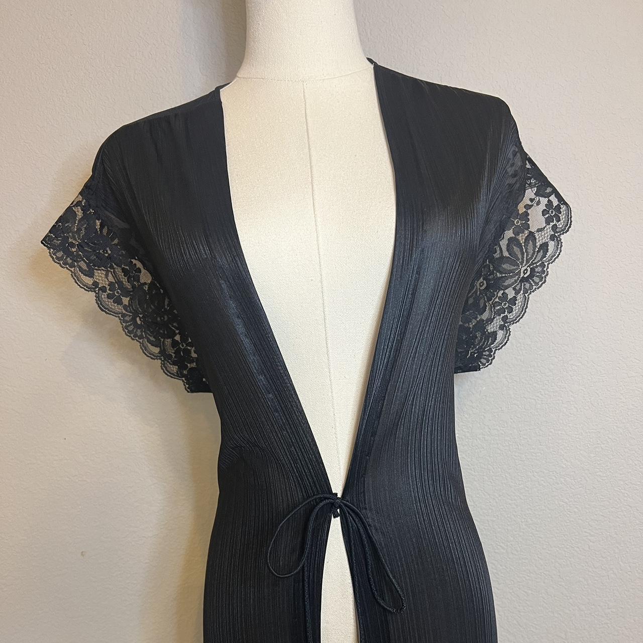 Silky slinky lace trimmed open-tie robe. Is full... - Depop