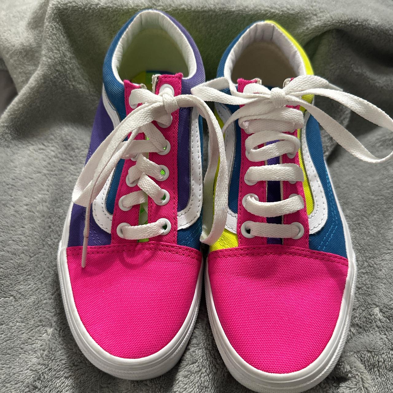 Multi-coloured Vans trainers #skaterstyle | Depop