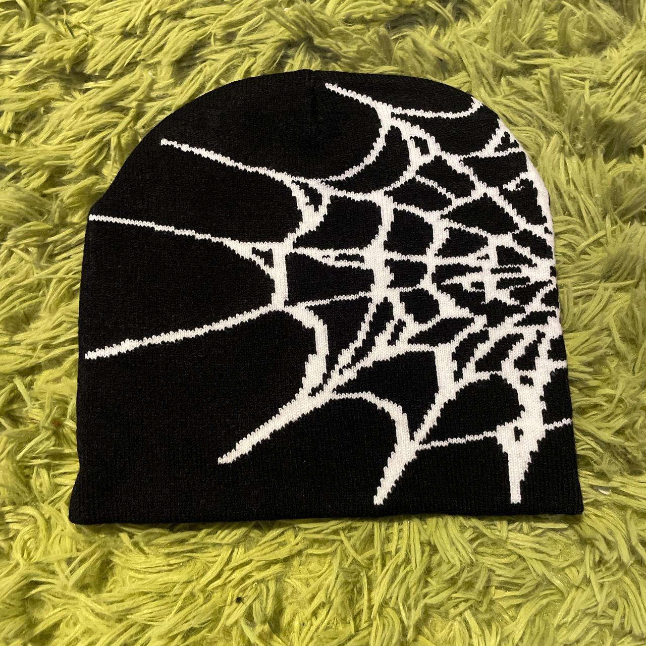 Black and white spider web beanie #goth #skater... - Depop
